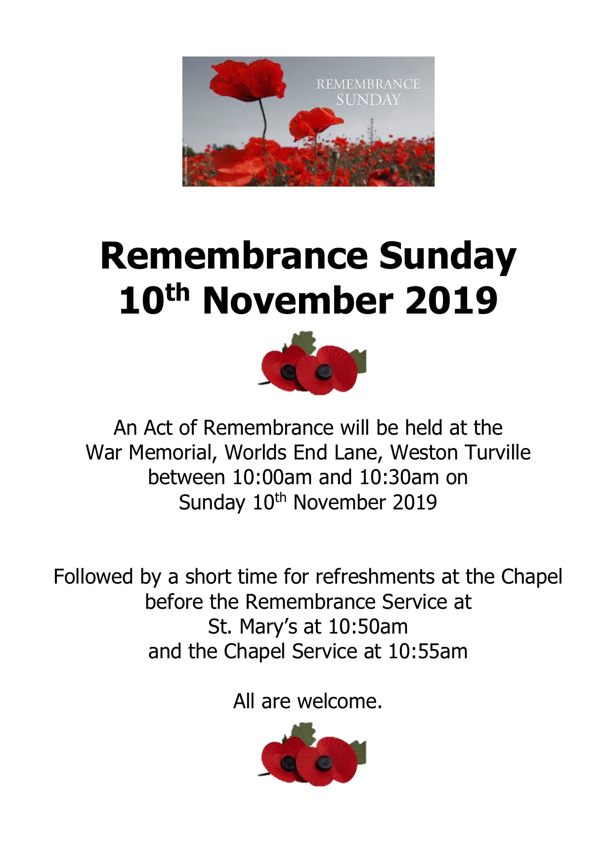 Weston Turville u3a » Remembrance Sunday Poster